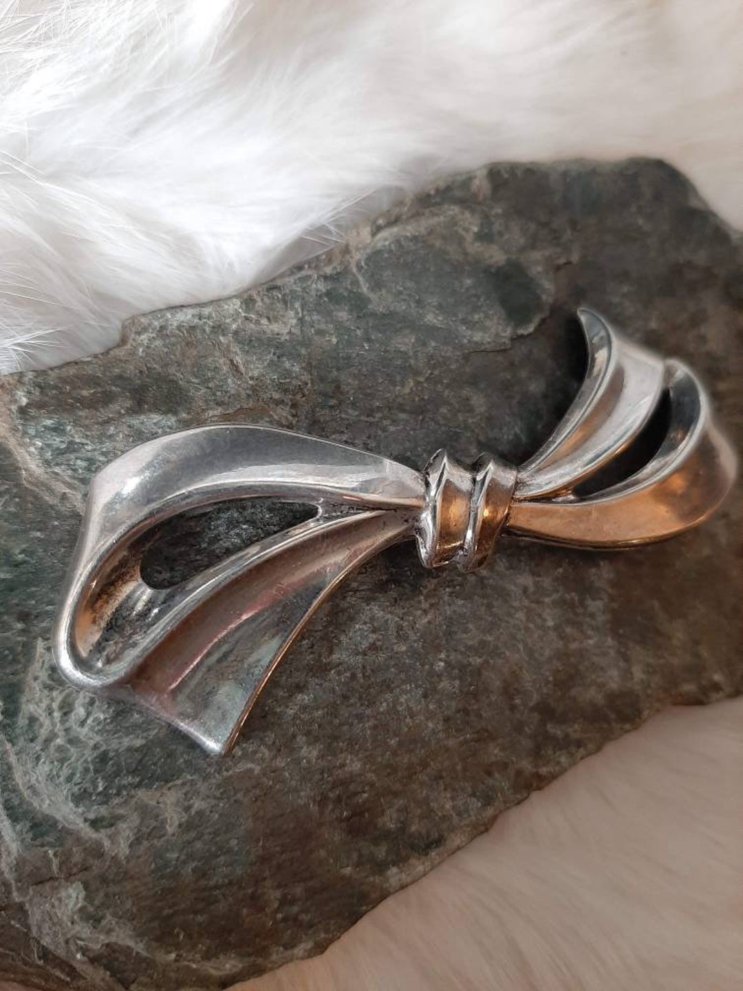 Sterling Silver Bow Pin | Silver Bow Brooch | Art Nouveau Bow Accessory ...