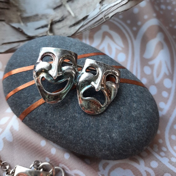 Comedy/tragedy Mask Jewelry Set - Sterling Silver - Gem