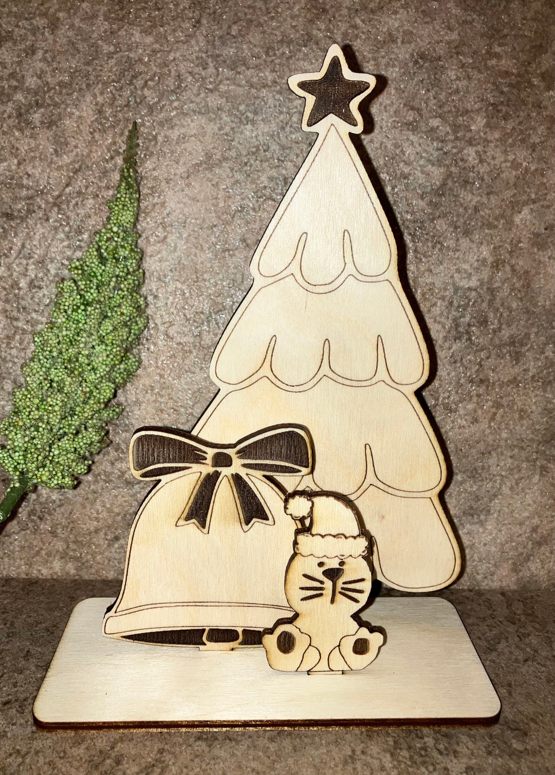 Laser Cut Template for Christmas Decoration, Cute Christmas Bunny With ...