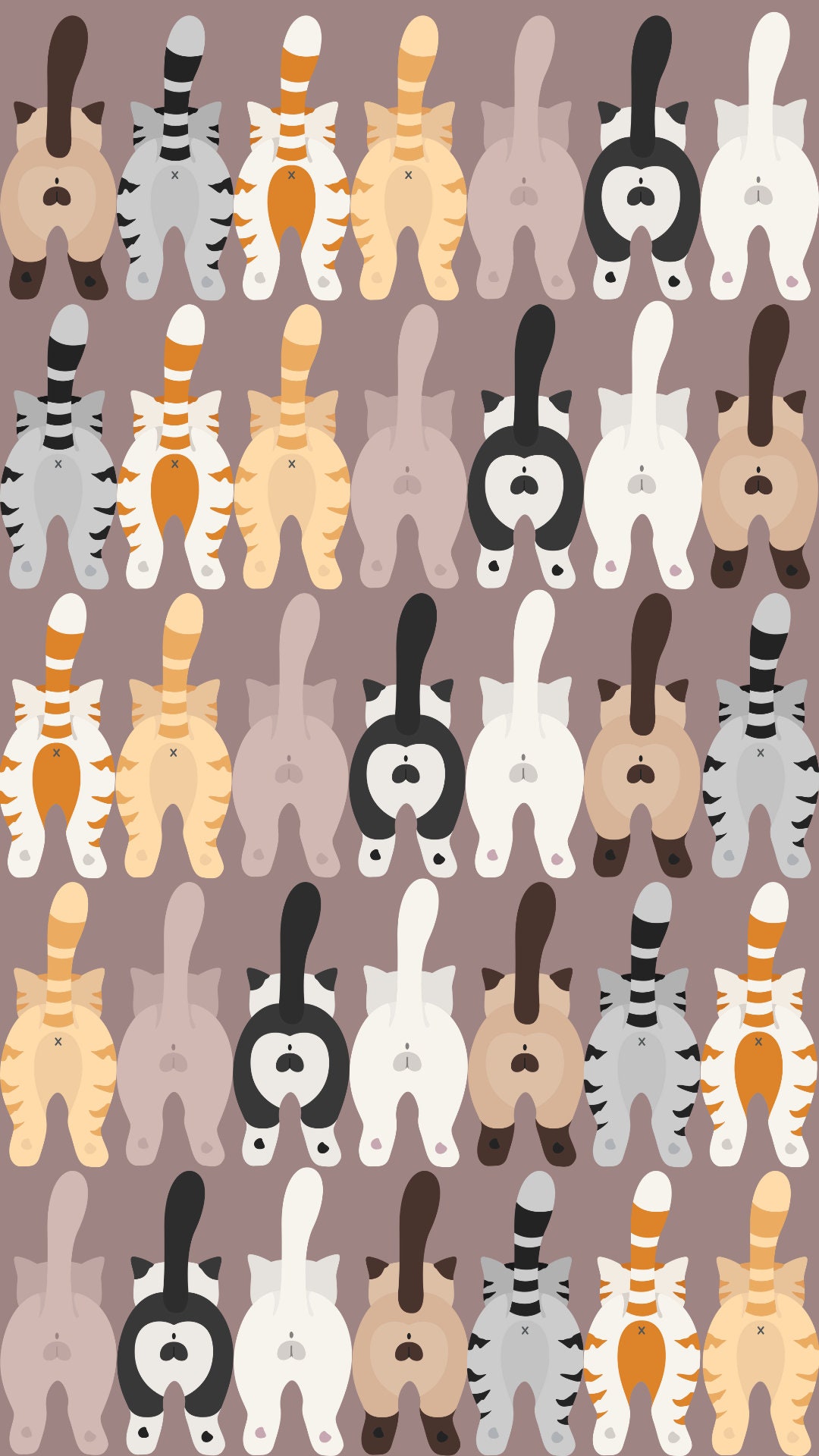 Cute Cat Butt Phone Wallpaper-dark Beige - Etsy