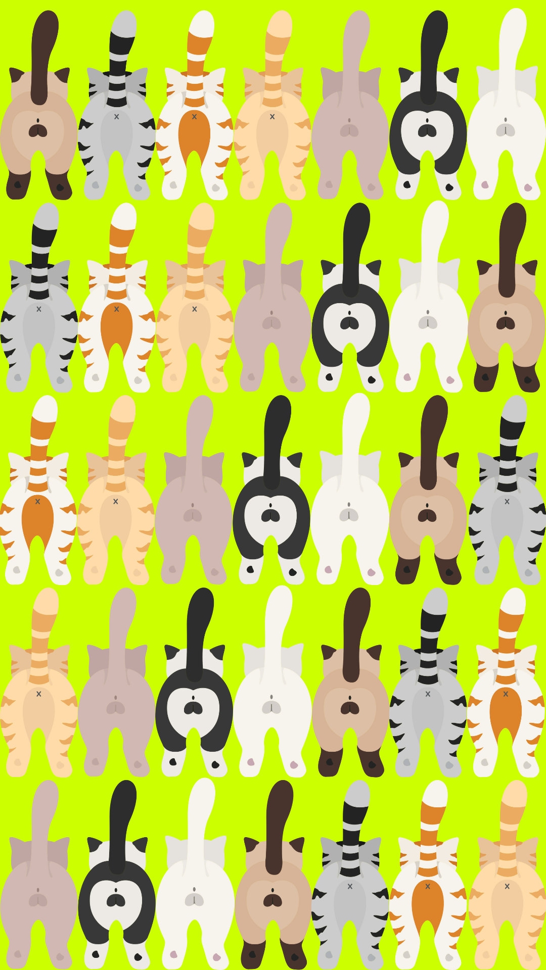 Cute Cat Butt Phone Wallpaper, Neon Green Background (digital Download ...