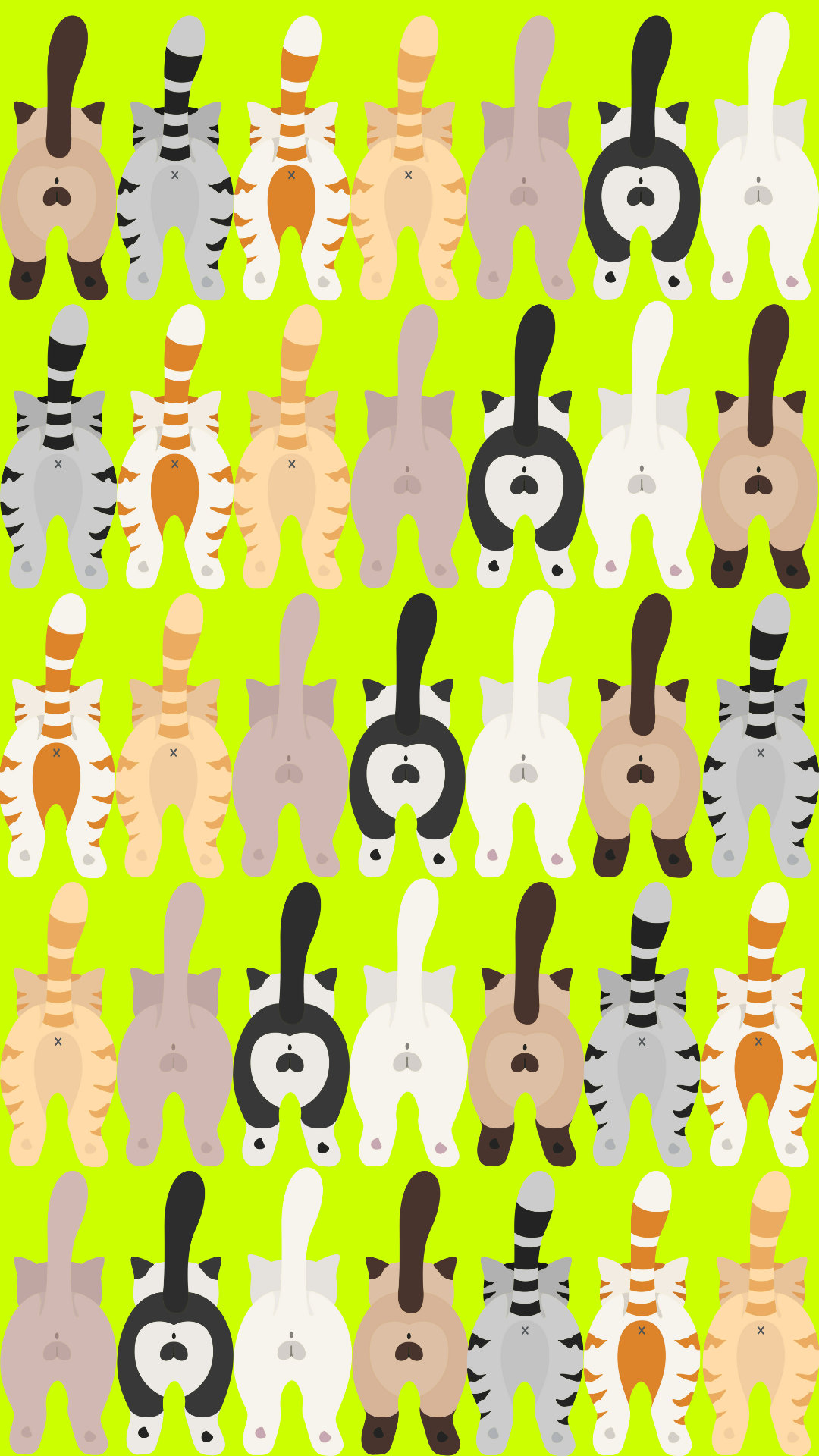 Cute Cat Butt Phone Wallpaper, Neon Green Background (digital Download ...