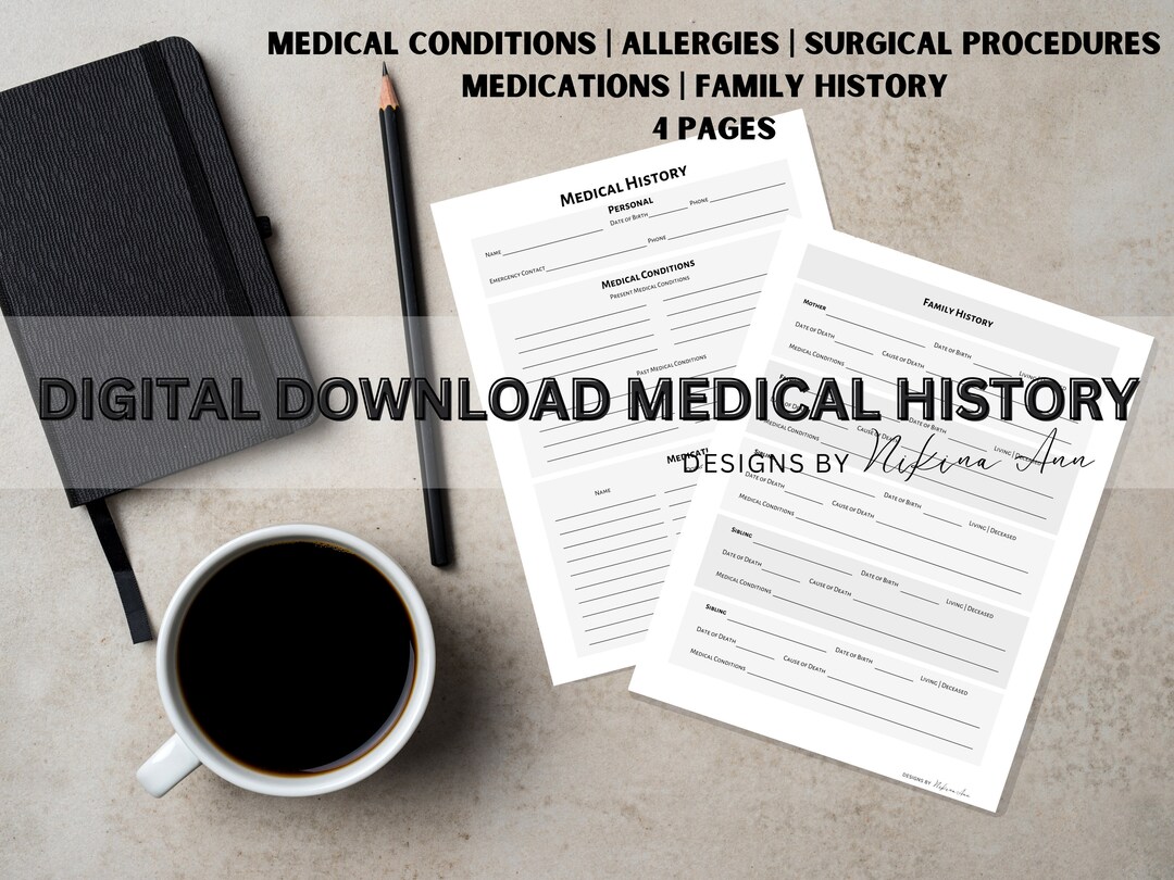 Digital Download Medical History Family History Prescriptions Medical ...
