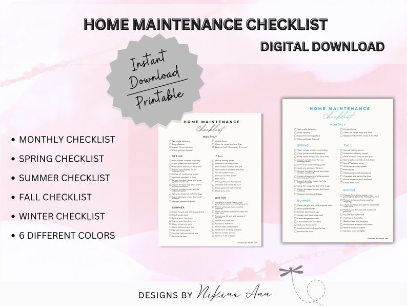 Home Maintenance Checklist | Home Maintenance Planner | Home Repair ...