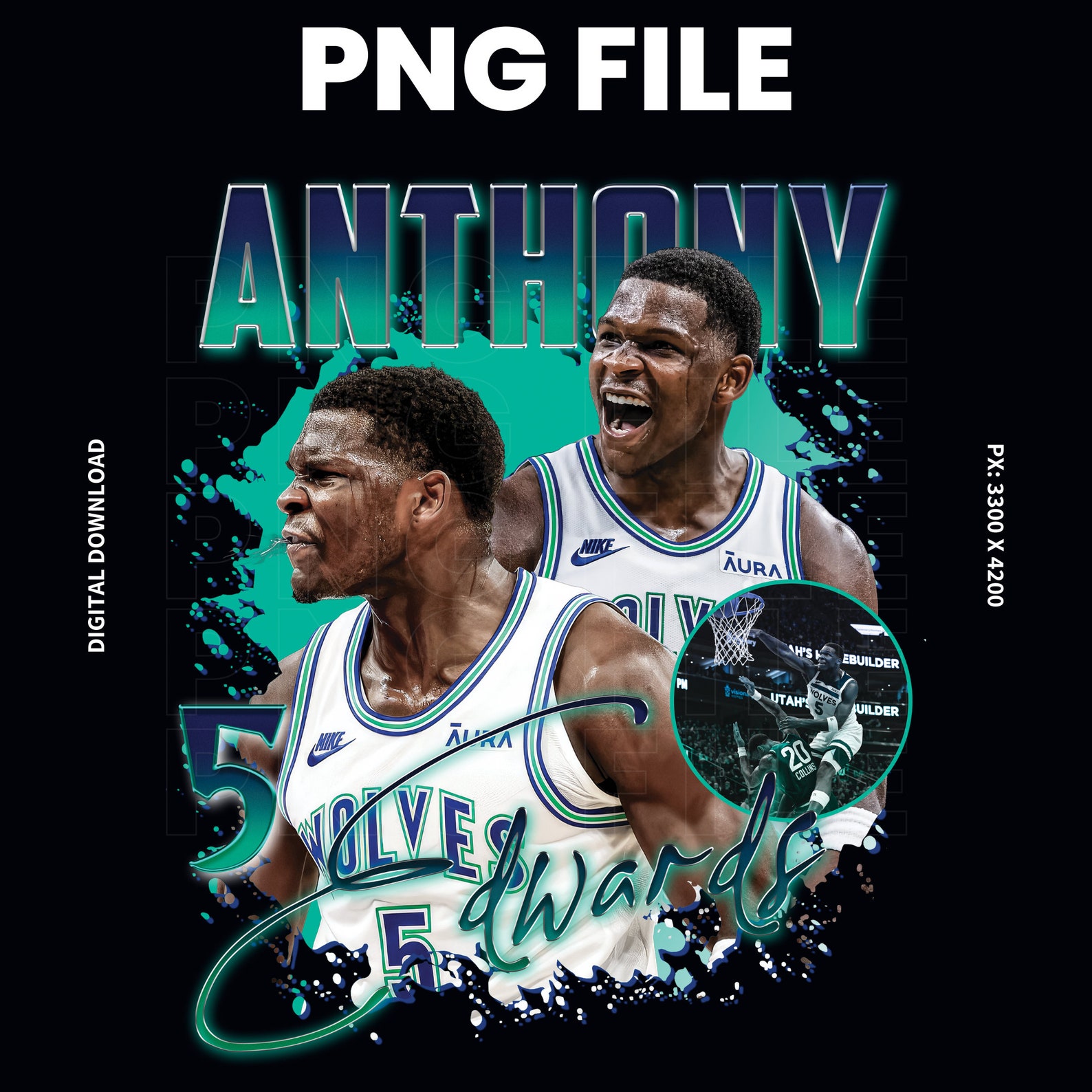 Edwards Design PNG, Tumbler Graphic File, Basketball Tee, Anthony ...