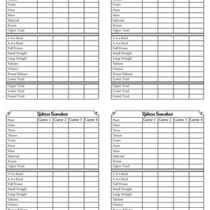 Yahtzee Score Sheets Game Points Tracking - Etsy