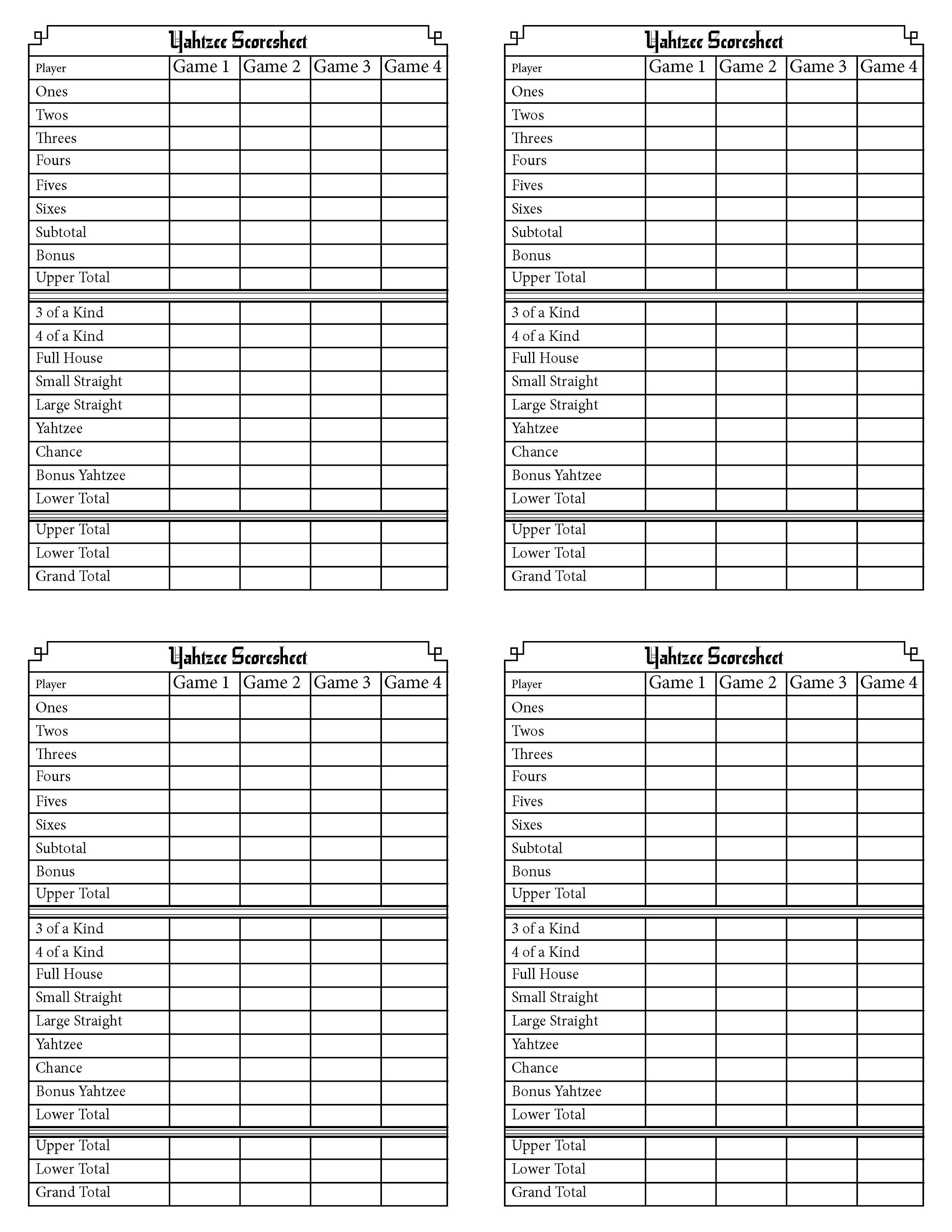 Yahtzee Score Sheets Game Points Tracking - Etsy