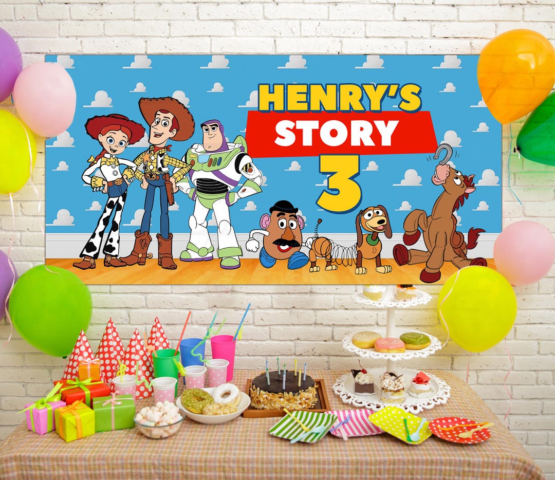 Toy Story Birthday Backdrop, Disney Toy Story Banner, Personalized ...