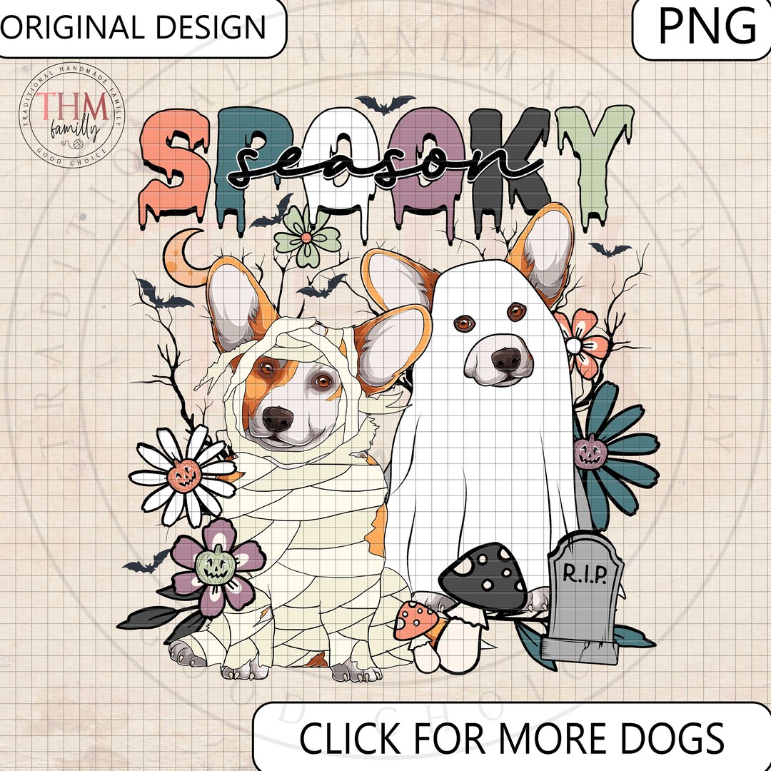 Spooky Season Png Corgi Dog Halloween Floral Retro Png Dog Owner Gift ...