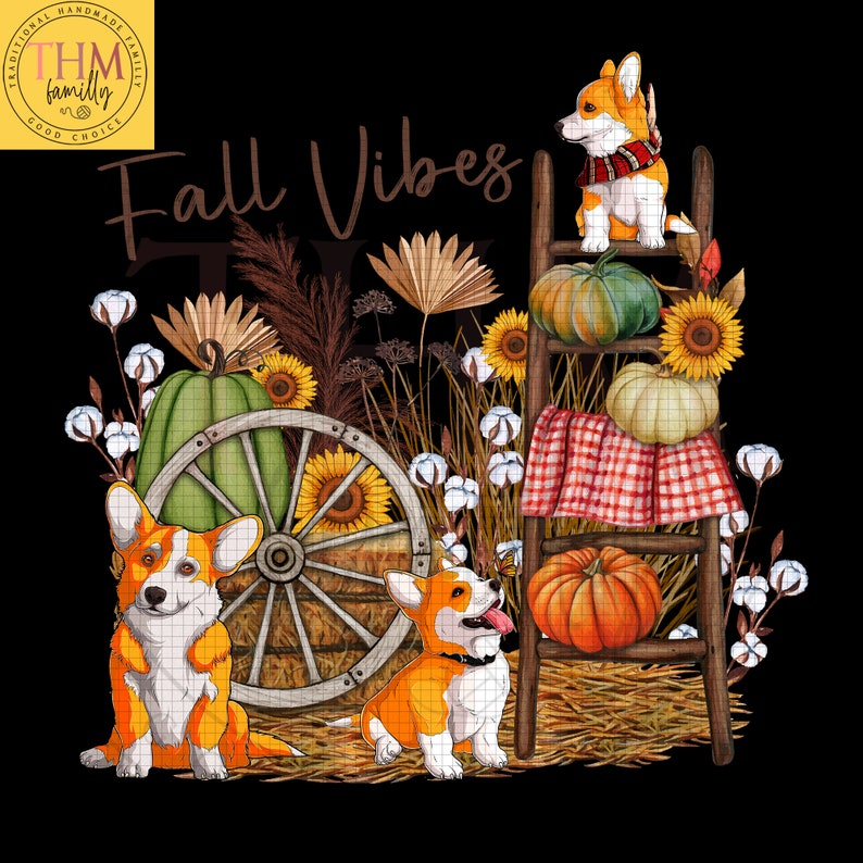 Corgi Cute Fall Design Png Farm Fresh Corgi Png Corgi Farm - Etsy