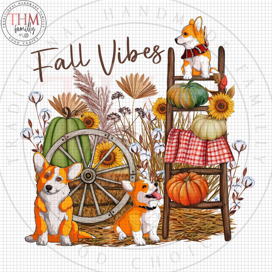 Corgi Cute Fall Design Png Farm Fresh Corgi Png Corgi Farm - Etsy