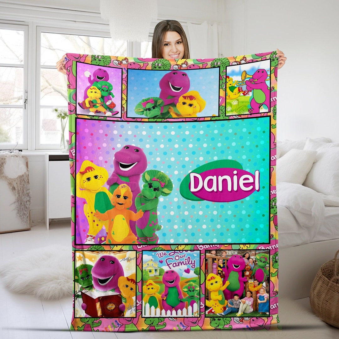 Barney and Friends Custom Quilt Blanket, Barney the Dinosaur Blanket ...