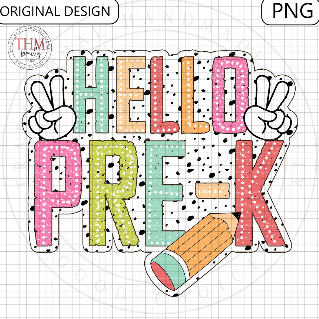 Hello Pre-k Design Png, Back to School Retro Png Sublimation, Cute ...