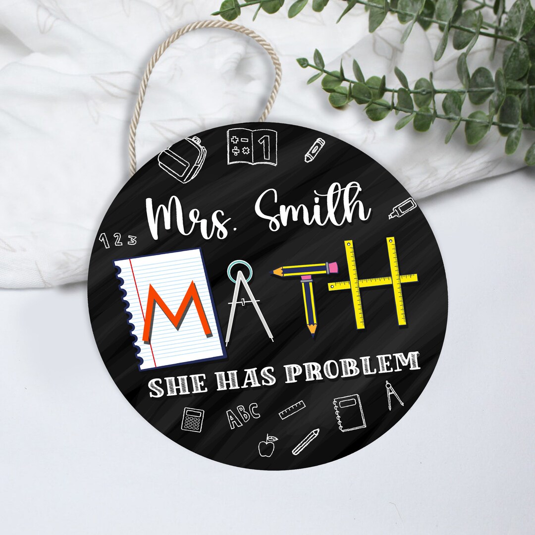 Personalized Math Teacher 3D Door Sign, Back to School, Math Teacher ...