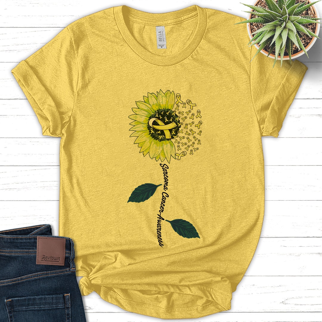 Sarcoma Cancer Warrior Awareness Custom Shirt, Yellow Ribbon Sarcoma ...