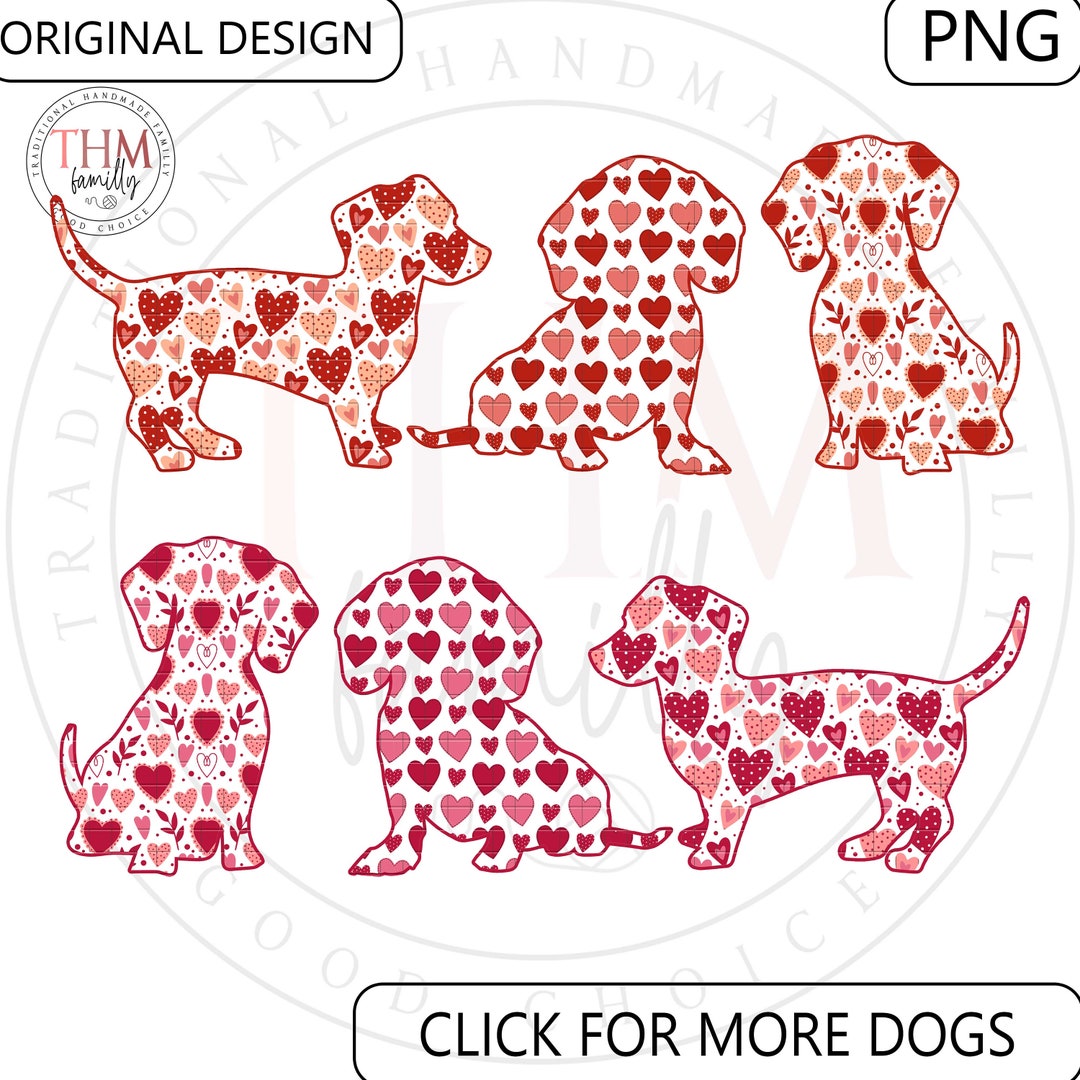 Happy Valentine's Day Dachshund Dog Two Version Color Design Png ...