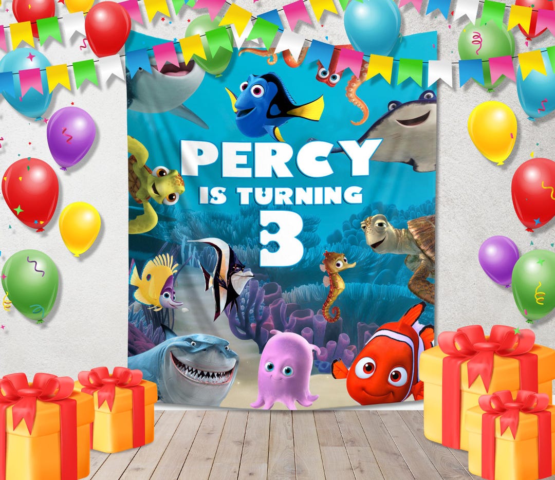 Finding Nemo Birthday Backdrop, Finding Nemo Birthday Party, Finding ...