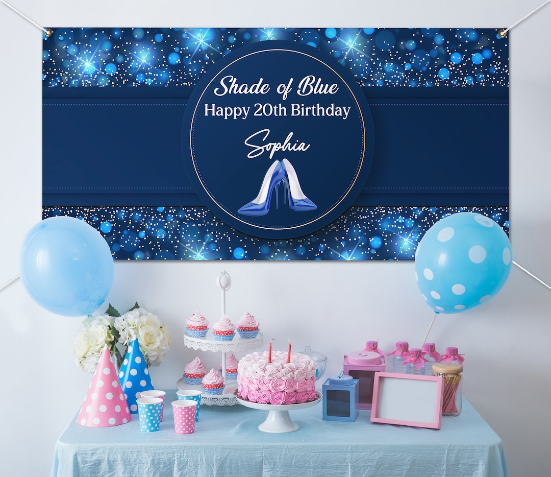 Blue Shade Birthday Backdrop Banner BYGN06 - Etsy