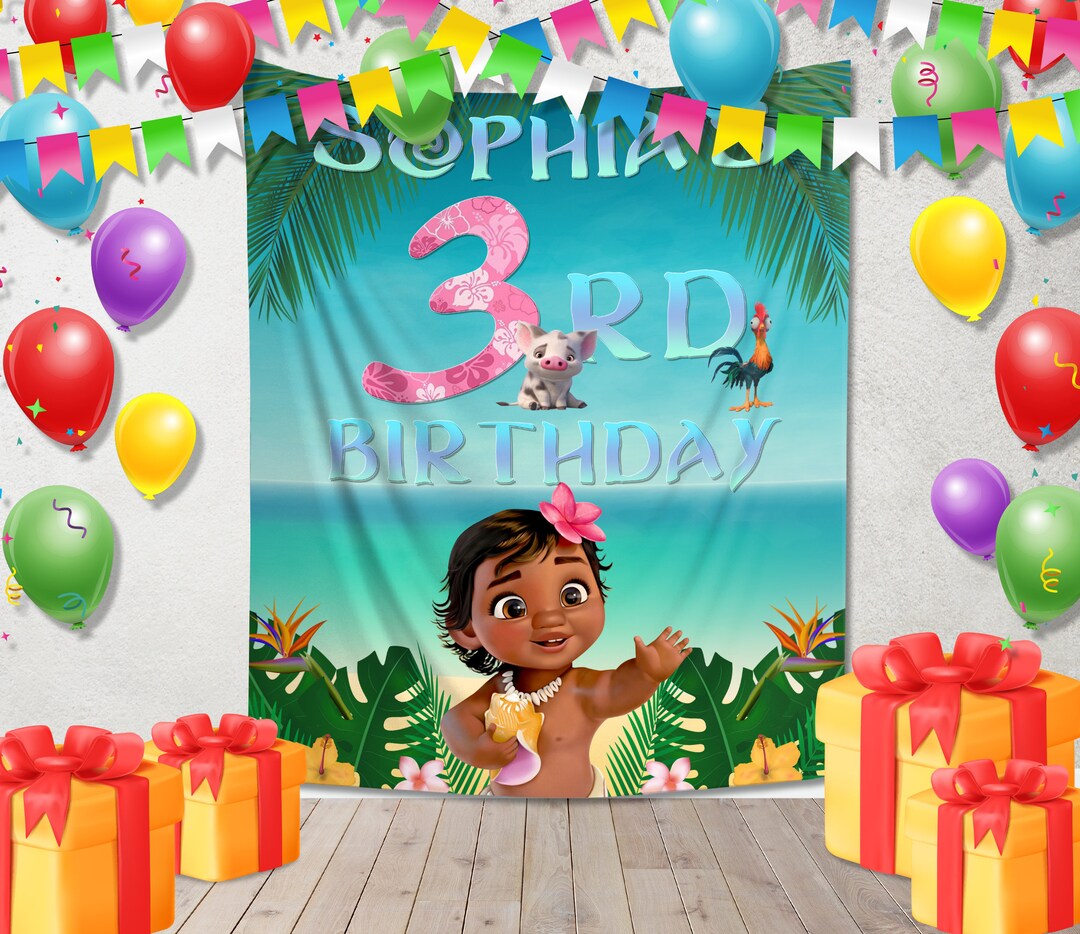 Moana Banner Moana Baby Birthday Custom Banner Custom Girl Disney ...