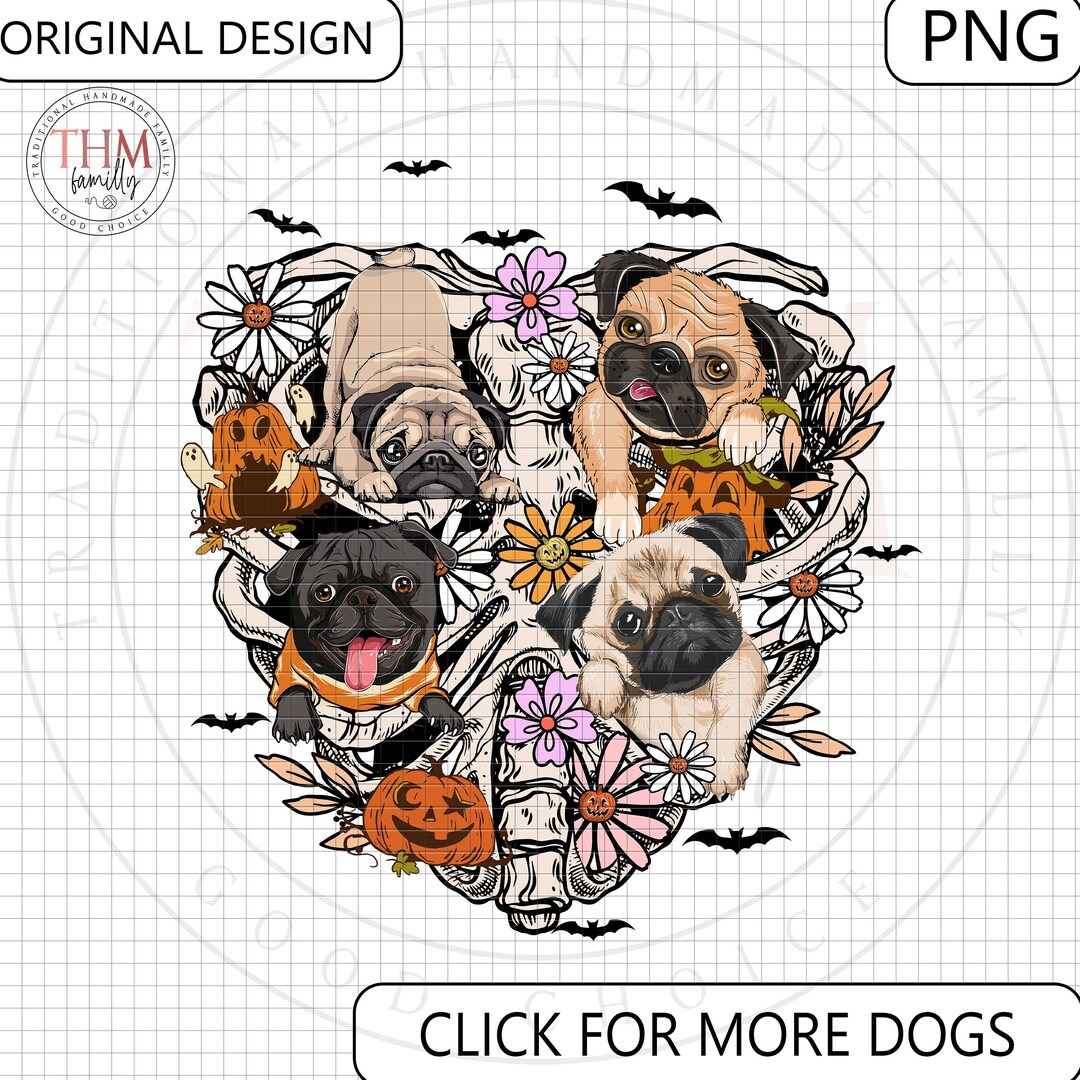 Rib Cage Halloween Shirt Schwarzer Mops Hund Halloween Gruselig Floral ...