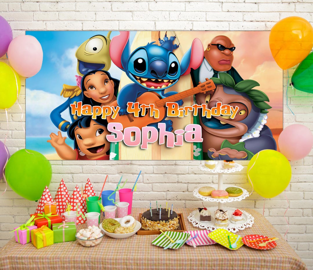 Lilo Stitch Birthday Backdrop, Lilo Stitch Birthday Party, Lilo Stitch ...