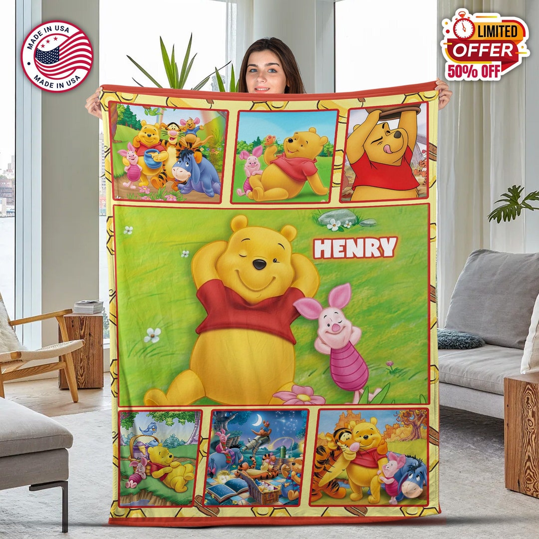 Personalized Winnie the Pooh and Friends Blanket, Pooh Bear Blanket ...