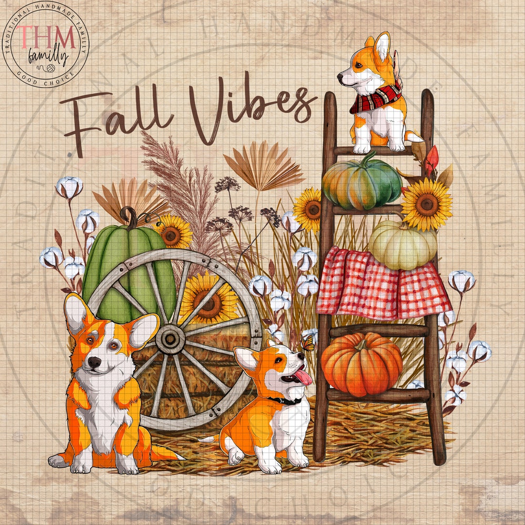 Corgi Cute Fall Design Png Farm Fresh Corgi Png Corgi Farm - Etsy