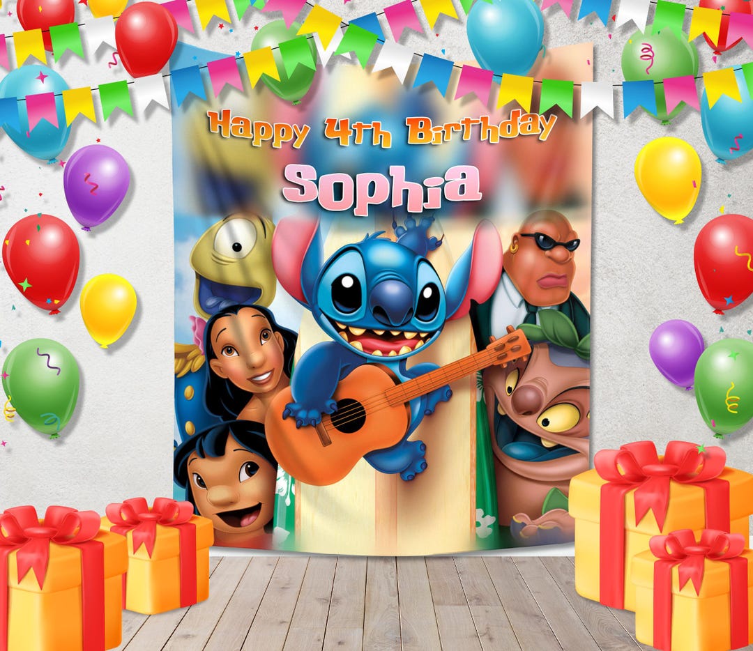 Lilo Stitch Birthday Backdrop, Lilo Stitch Birthday Party, Lilo Stitch ...