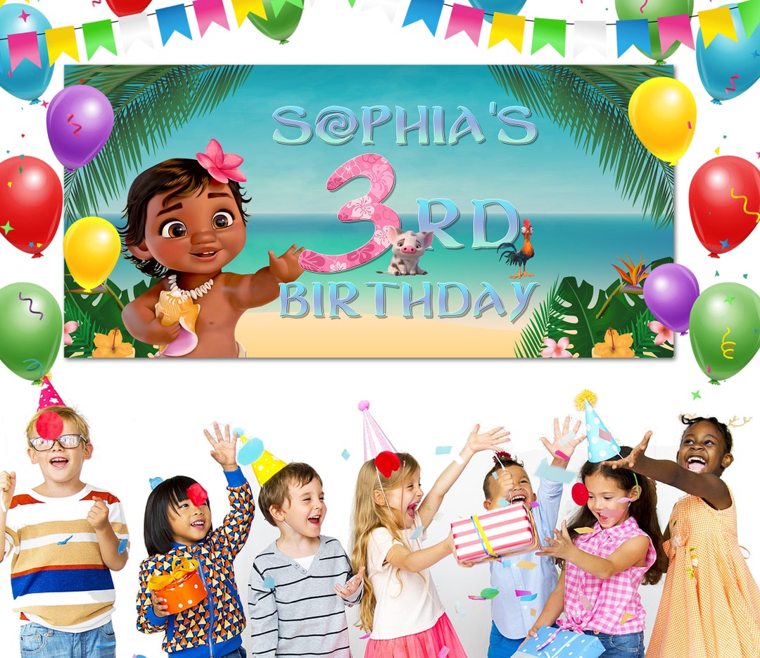 Moana Banner Moana Baby Birthday Custom Banner Custom Girl Disney ...