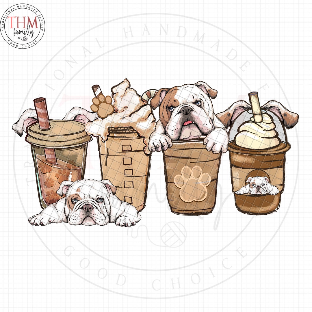 English Bulldog Coffee Lover Png/ Funny Bulldog Coffee Gift/ Dog Owner ...