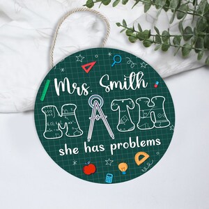 Personalized Math Teacher Door Sign, Classroom Door Hanger,back to ...