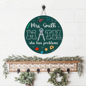 Personalized Math Teacher Door Sign, Classroom Door Hanger,back to ...