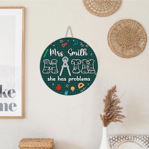 Personalized Math Teacher Door Sign, Classroom Door Hanger,back to ...