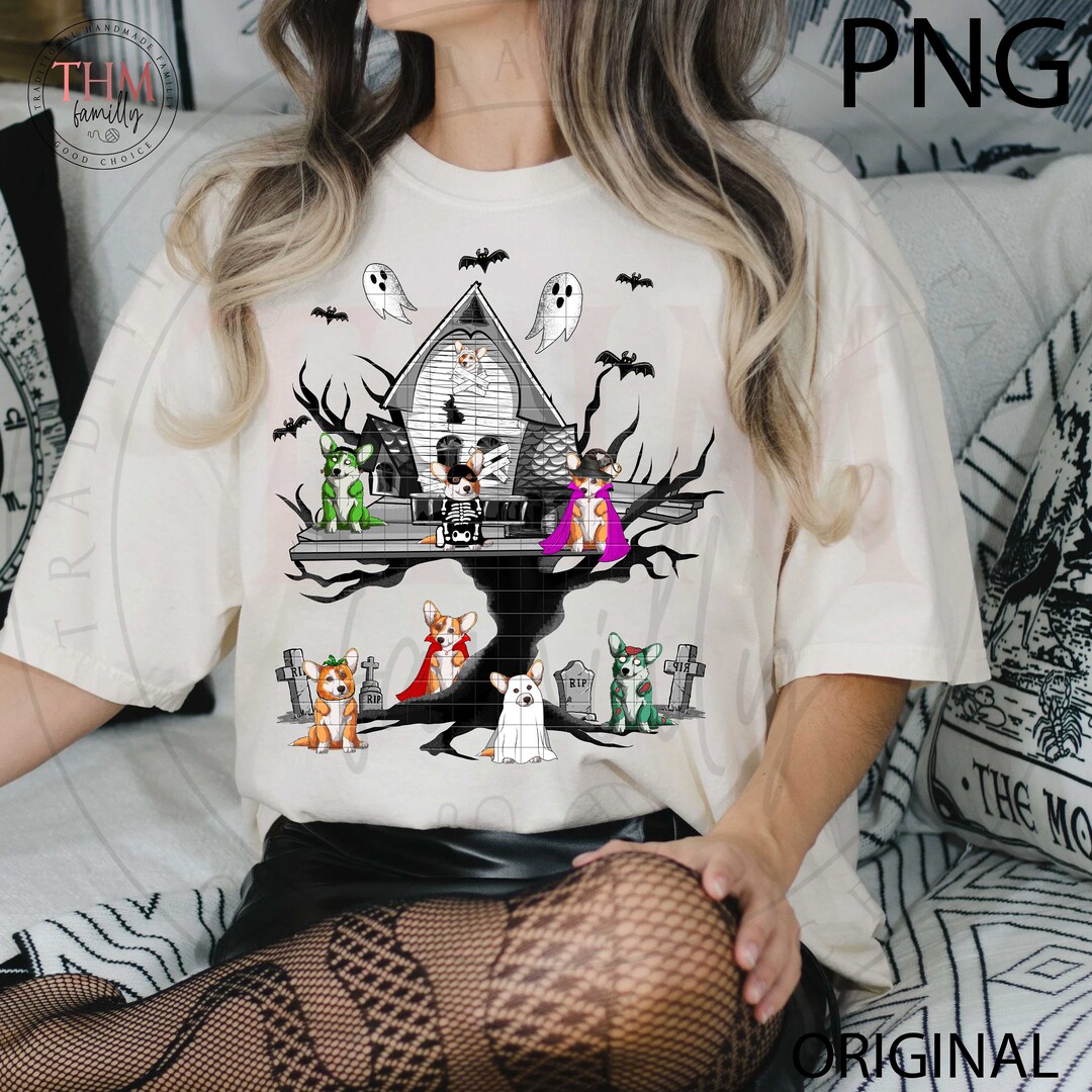 Corgi Ghost House Cosplay Funny Halloween Png Corgi Owner Halloween ...