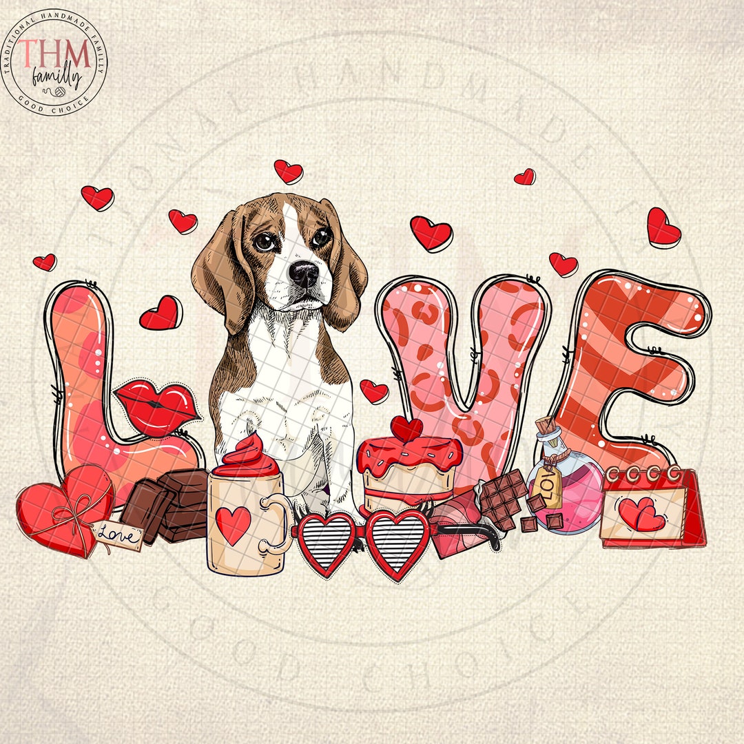 Beagle Love Valentine PNG/ Beagle Dog Breed Cute PNG/ Valentine ...