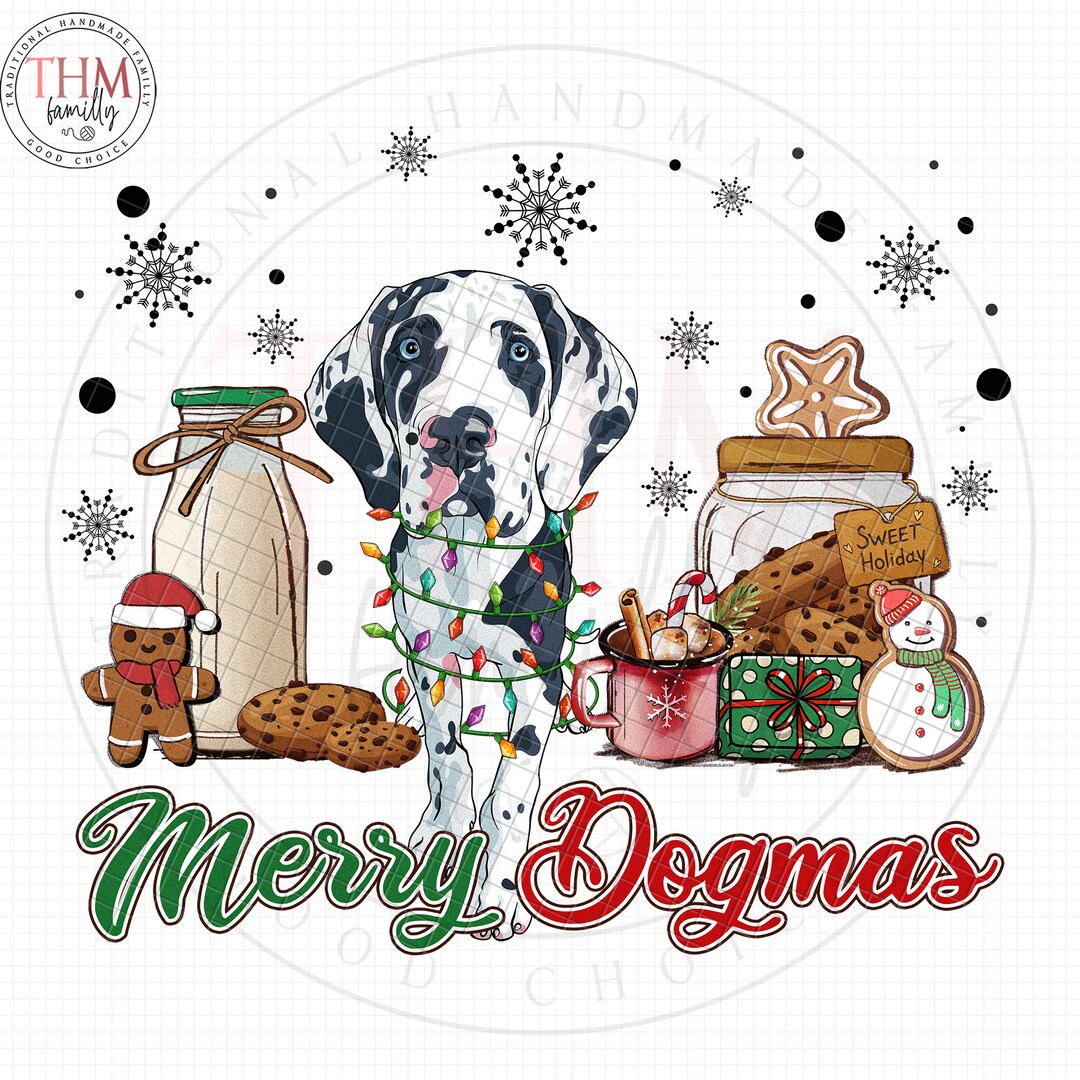 Merry Dogmas Christmas Png/ Christmas Dog Png/ Great Dane Christmas Png ...