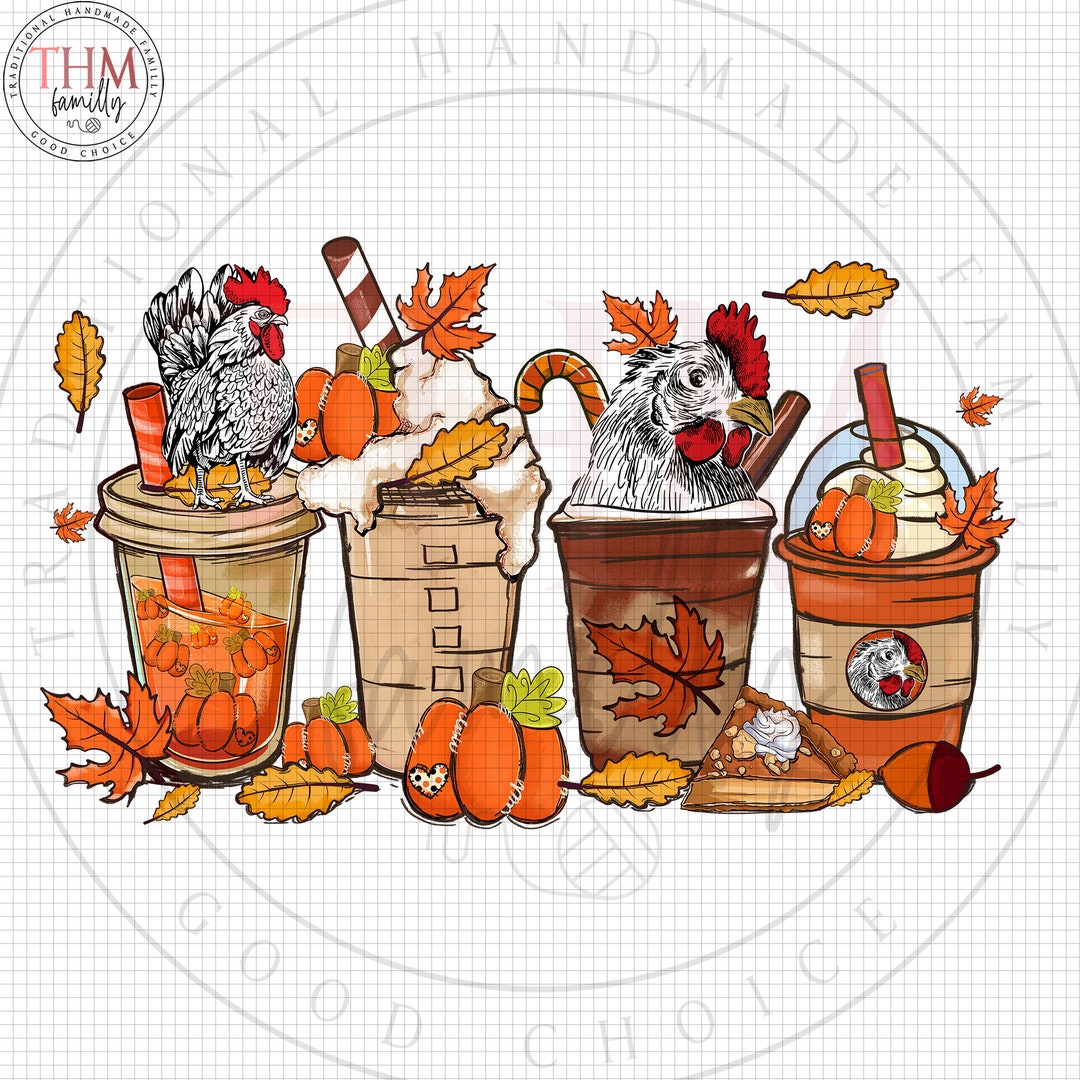 Chicken Fall Design Png/ Hello Fall Coffee Png/ Fall Pumpkin - Etsy