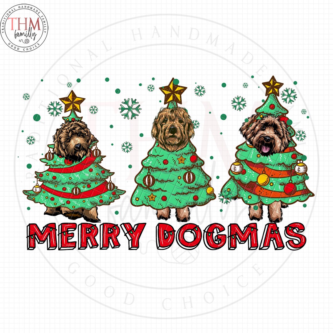 Merry Dogmas PNG/ Brown Labradoodle Tree Christmas PNG/ - Etsy