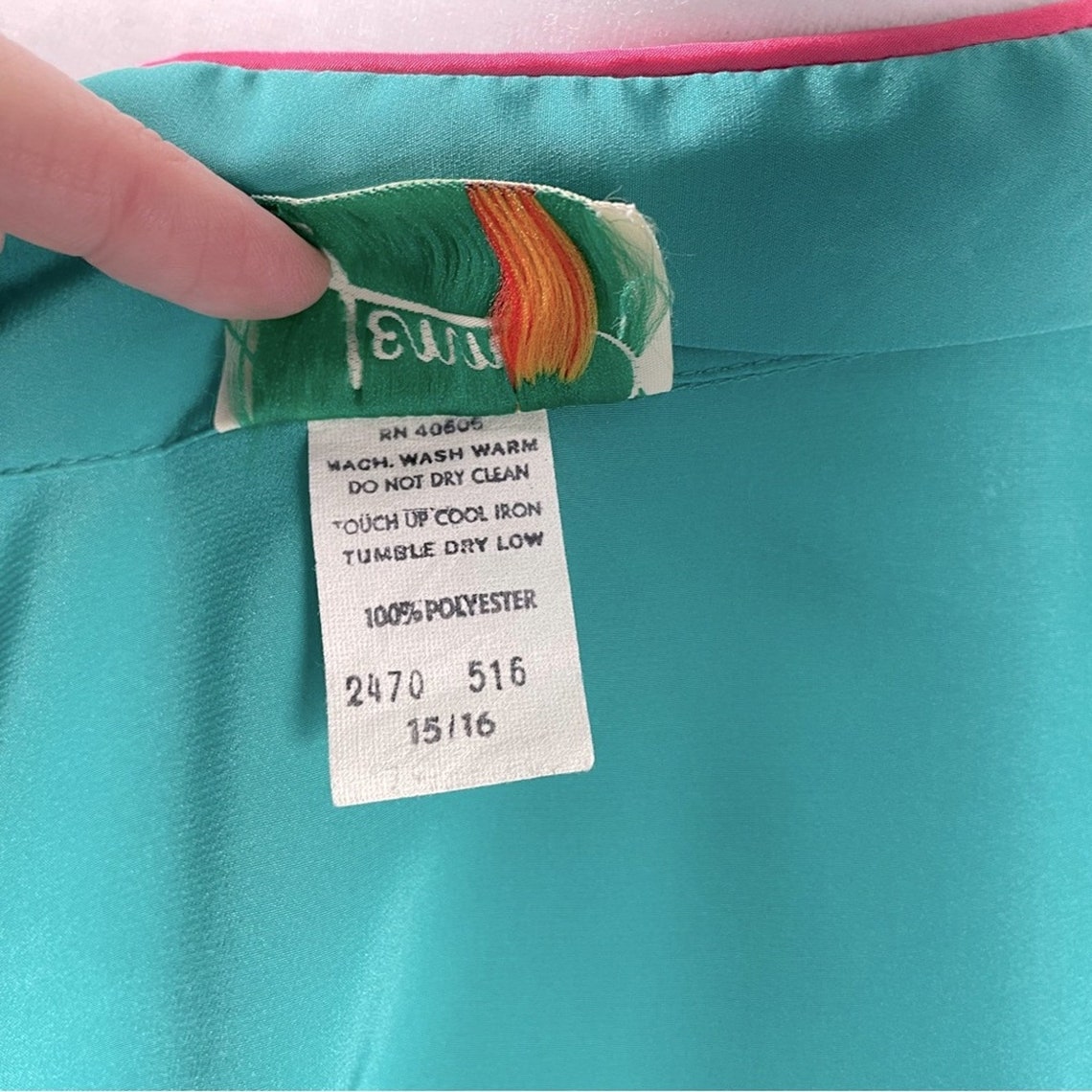 Vintage 70s Jenni Green and Pink Tie Belt Button Down Midi Shirt Dress ...