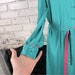 Vintage 70s Jenni Green and Pink Tie Belt Button Down Midi Shirt Dress ...