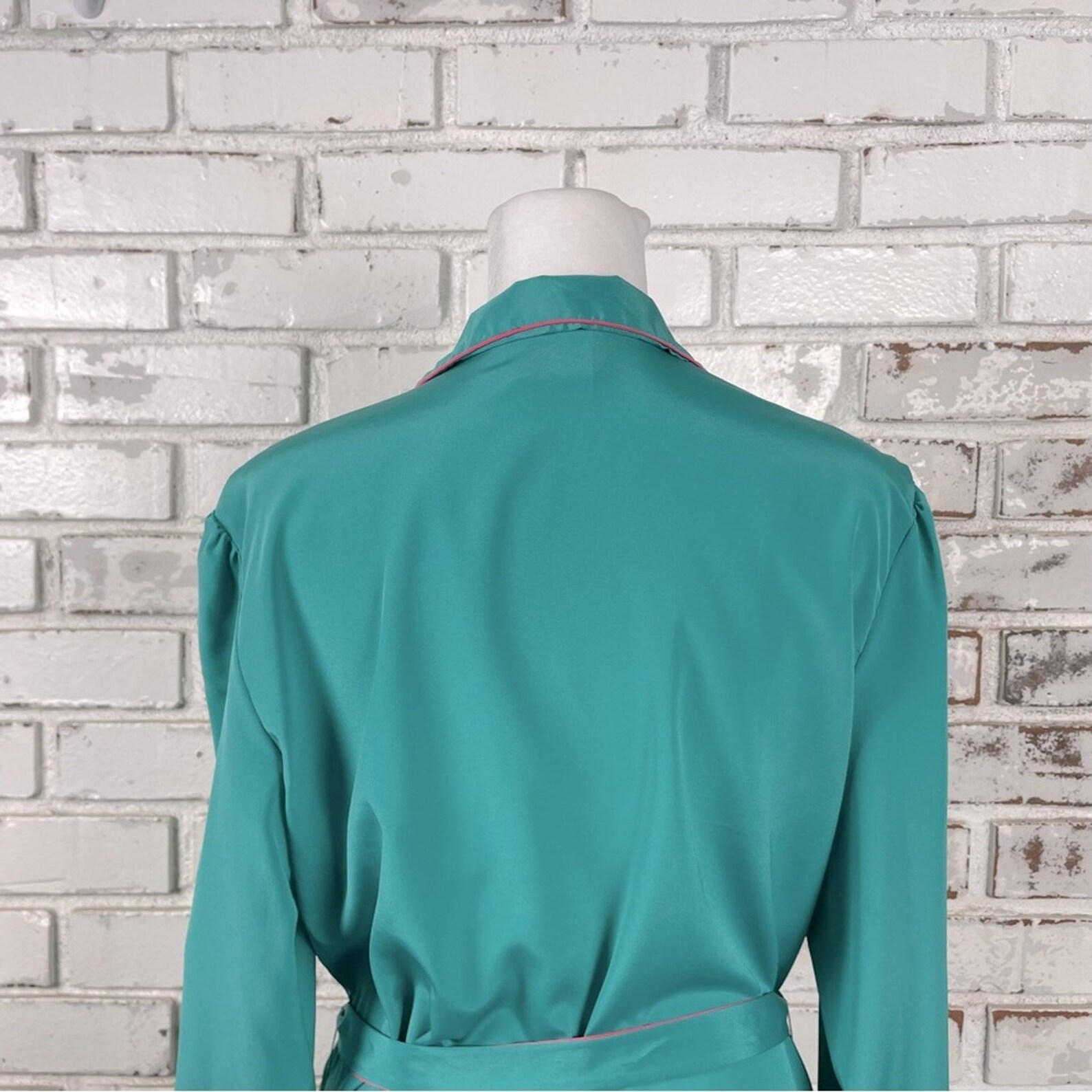 Vintage 70s Jenni Green and Pink Tie Belt Button Down Midi Shirt Dress ...