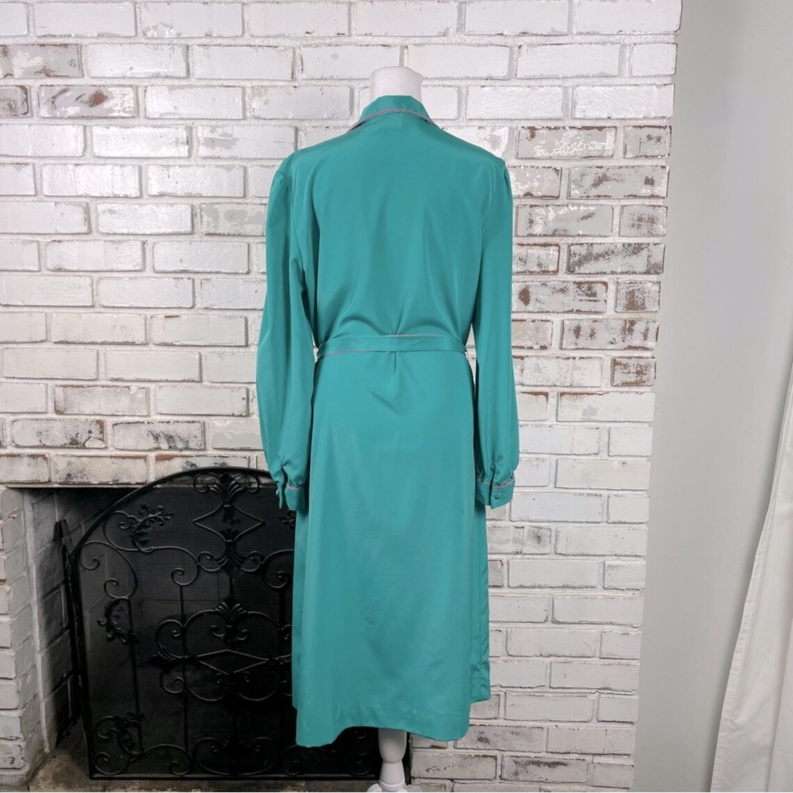 Vintage 70s Jenni Green and Pink Tie Belt Button Down Midi Shirt Dress ...