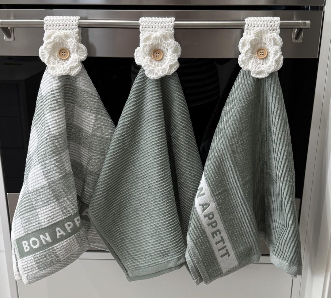 Hanging Hand Towel, Kitchen Hand Towel, Crochet Tea Towel, Hand Towel ...