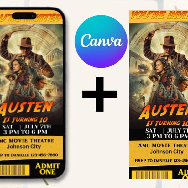 Indiana Jones Birthday Party Invitations - Etsy