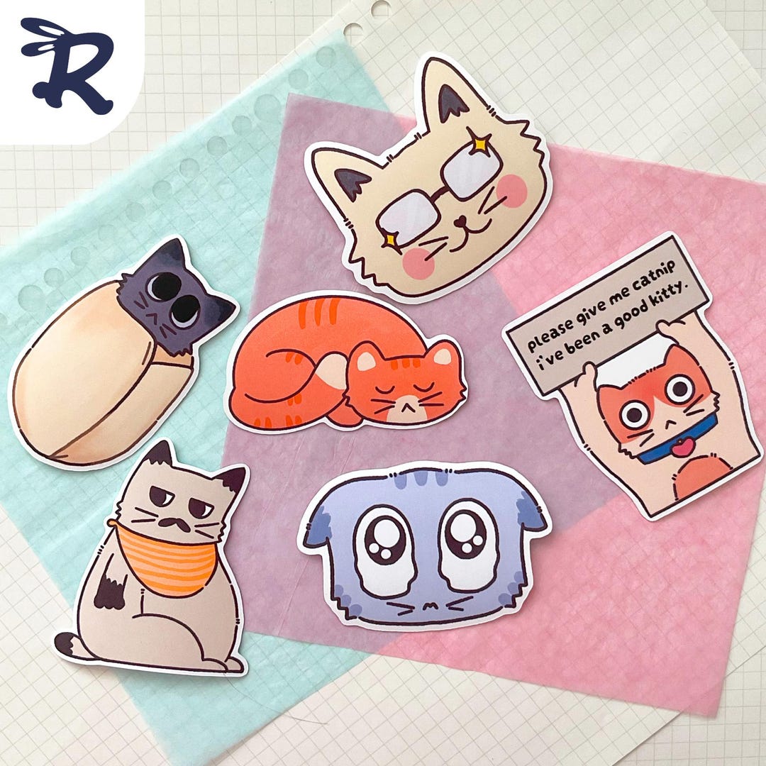 Cat Stickers | Die Cut Sticker - Vinyl Matte Sticker - Water Resistant ...