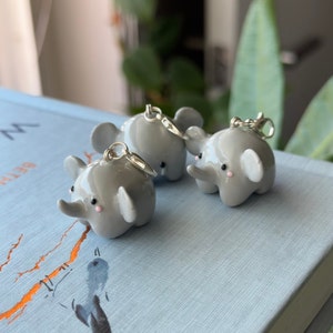 Elephant Charm + Keychain | Handmade Kawaii Clay Charm - Etsy