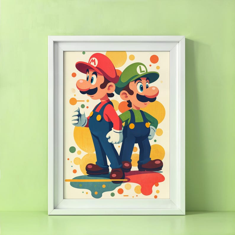 Mario & Luigi Abstract 13x19 Ultra Thick Premium Print Stock Ultra High ...