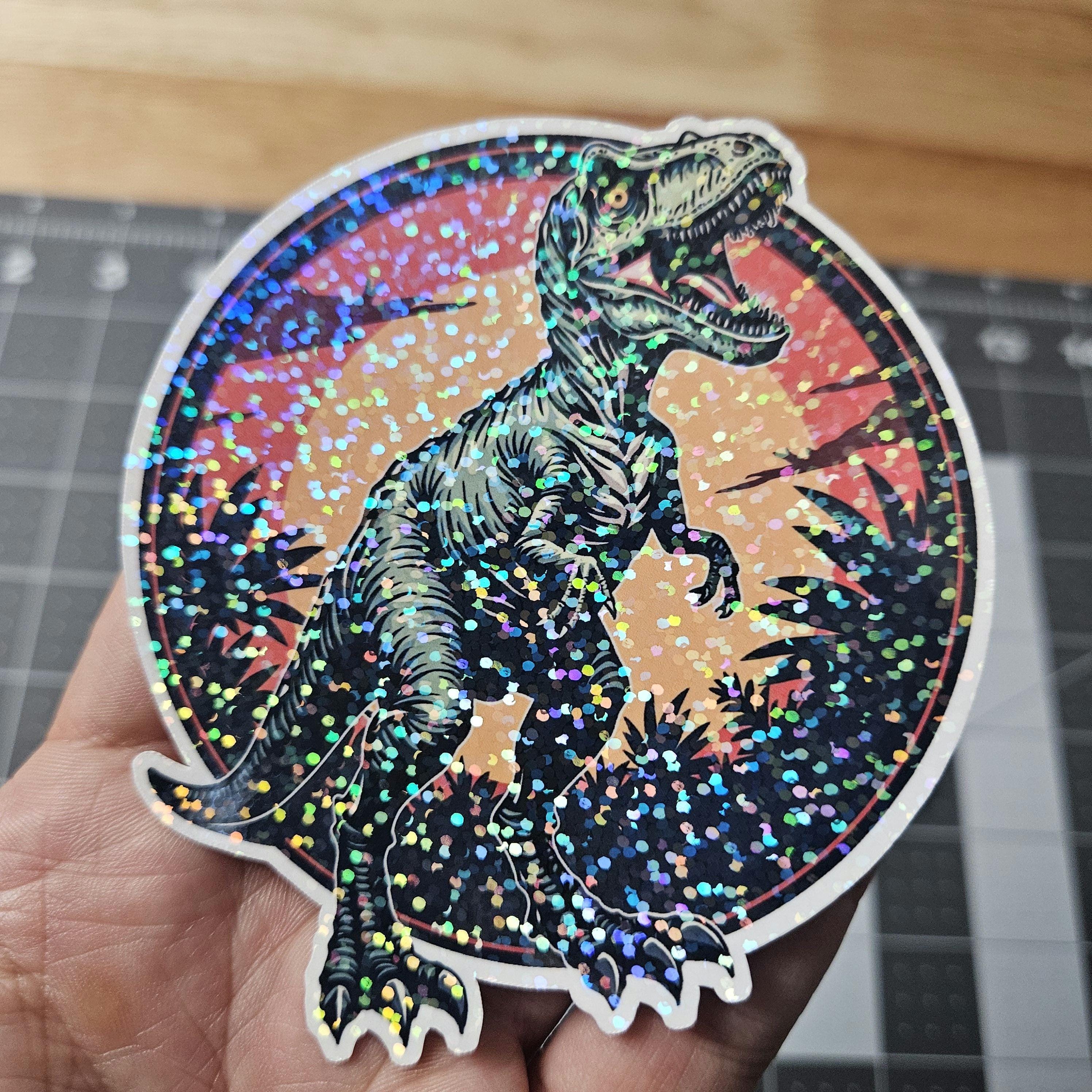 Holographic Dinosaur Sticker Pack – 4-pack of Shiny Waterproof Vinyl ...