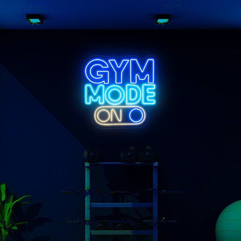 Gym Mode on Neon Sign | Gym Neon Sign | Gym Neon Light | Gym Logo Sign ...