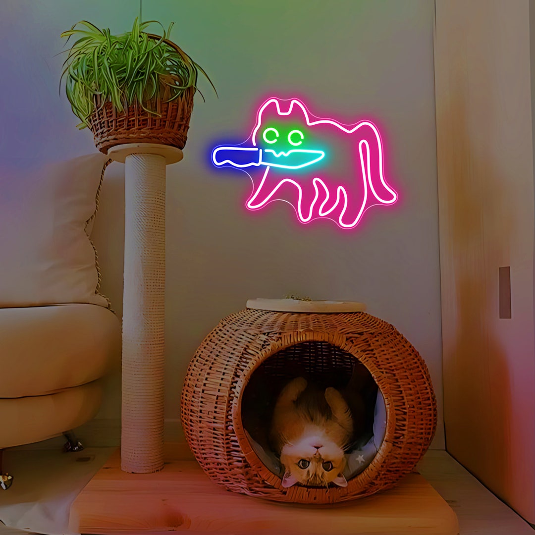 Sneaky Cat Neon Sign Cat Led Neon Sign Kids Room Decor Cat Lover Gift ...